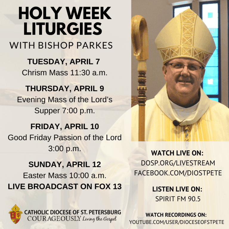 Bishop Gregory Parkes to Celebrate Holy Week Liturgies via Livestream ...